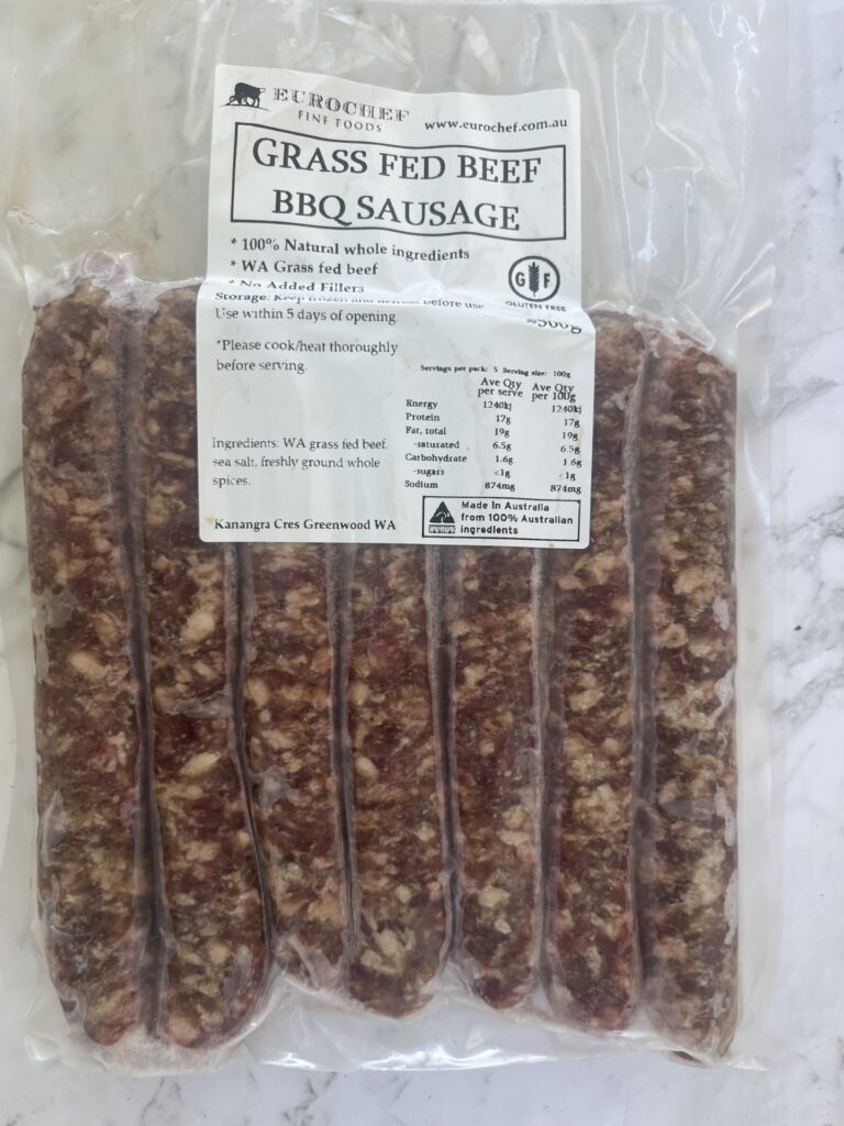 Grass Fed Beef BBQ Sausage - Eurochef Foods Perth